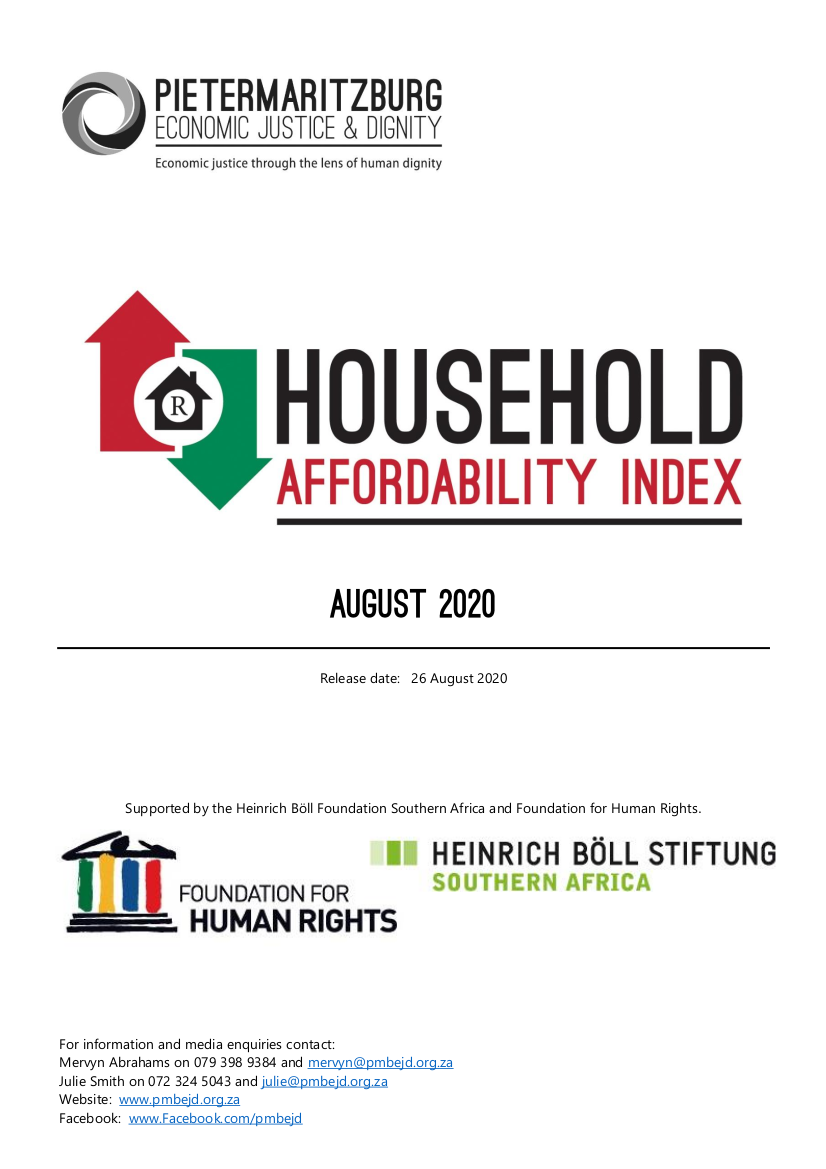 PMBEJD Research Report & August 2020 Household Affordability Index ... PMBEJD Research Report & August 2020 Household Affordability Index ...